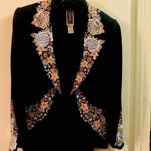 Zelda | Jackets & Coats | Black Flower Embroidery Blazer By Zelda ...